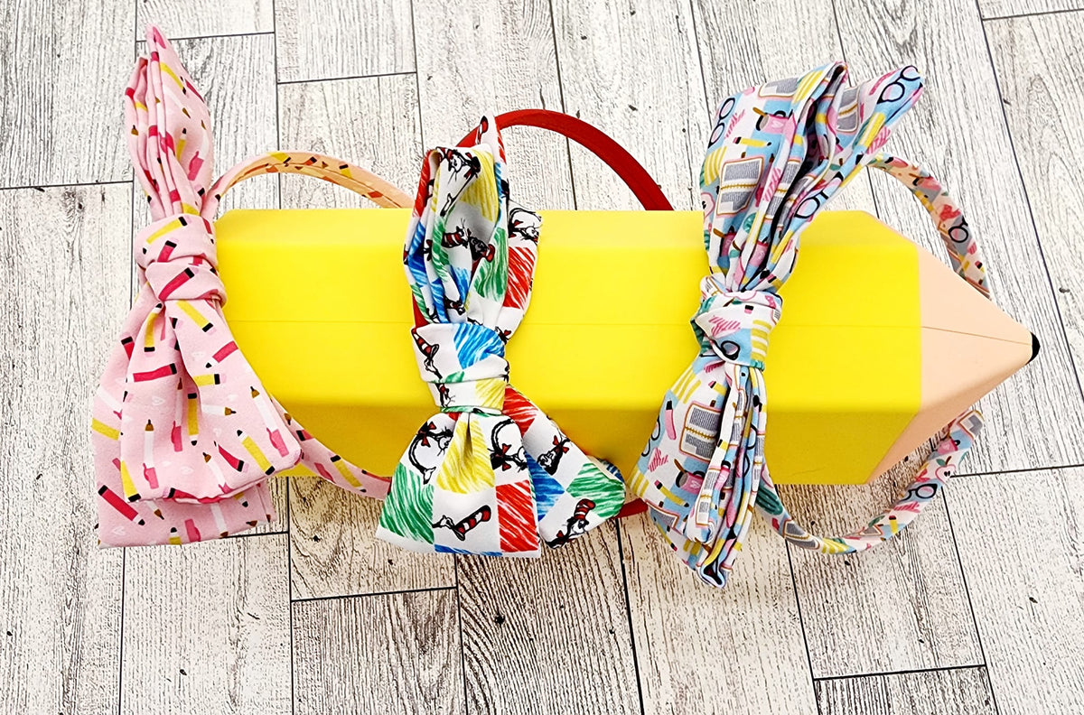Back to School Bow Thin Headbands – Black Dahlia Dog